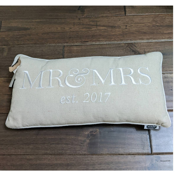 Mud Pie | Accents | New Est 27 Mud Pie Mr Mrs Lumbar Pillow Wedding ...